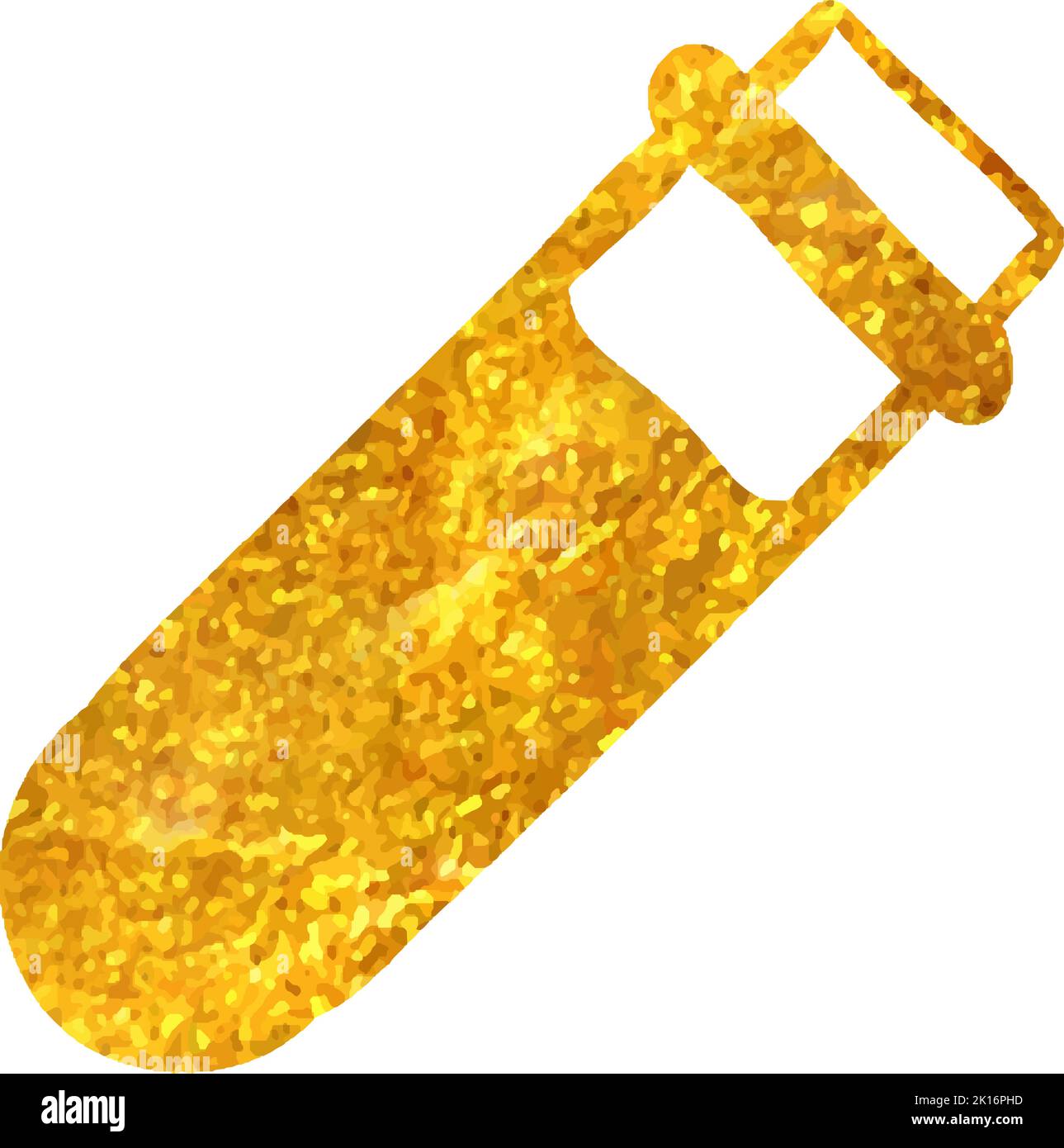 Hand drawn Test tube icon in gold foil texture vector illustration ...