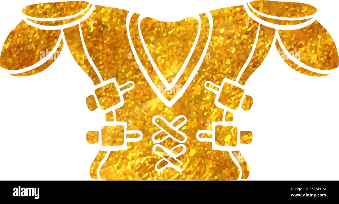 Hand drawn Football armor icon in gold foil texture vector illustration ...