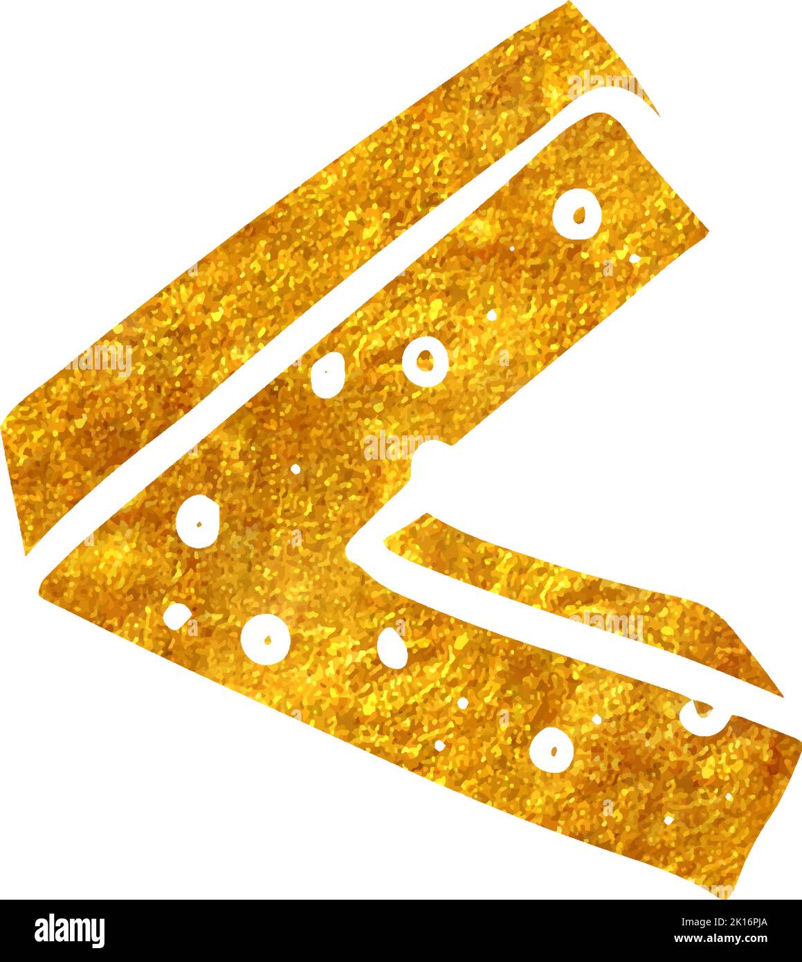 Hand drawn mathematics symbol less than icon in gold foil texture ...