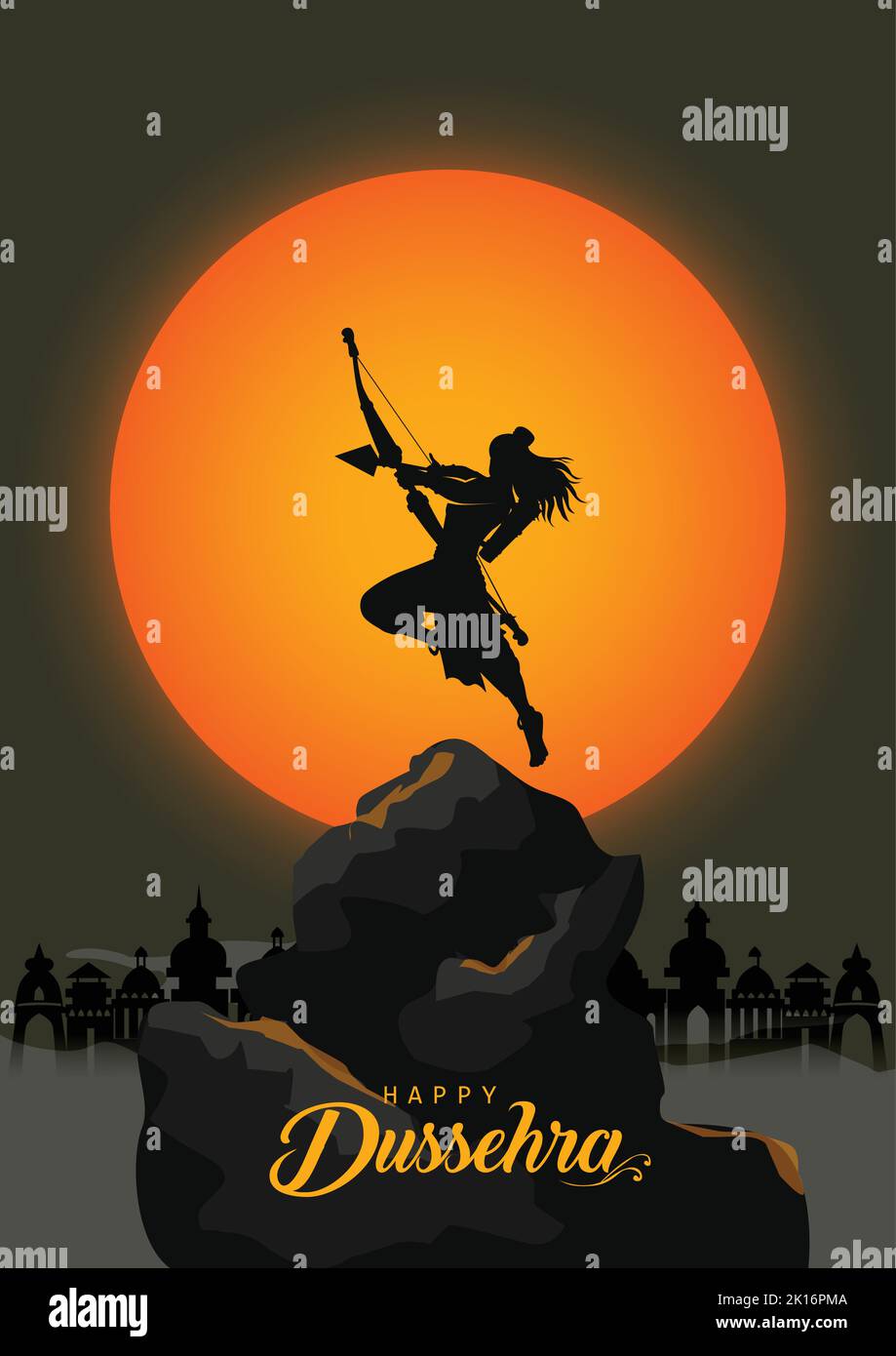 Happy Dussehra festival of India. of Lord Rama killing Ravana. vector ...