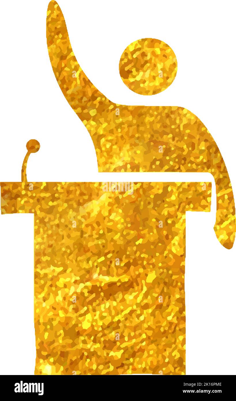 Hand drawn Auctioneer icon in gold foil texture vector illustration ...