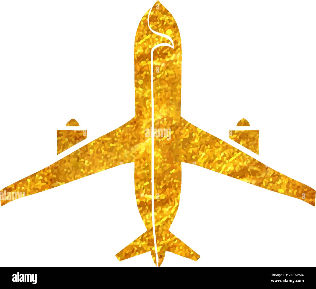 Hand drawn Airplane icon in gold foil texture vector illustration Stock ...