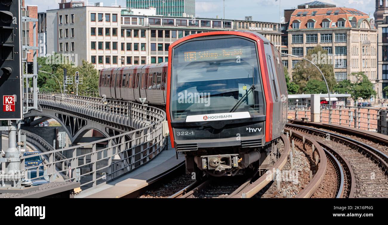 Hamburg, Germany. 23rd Aug, 2022. A subway train of the line U3 of the ...