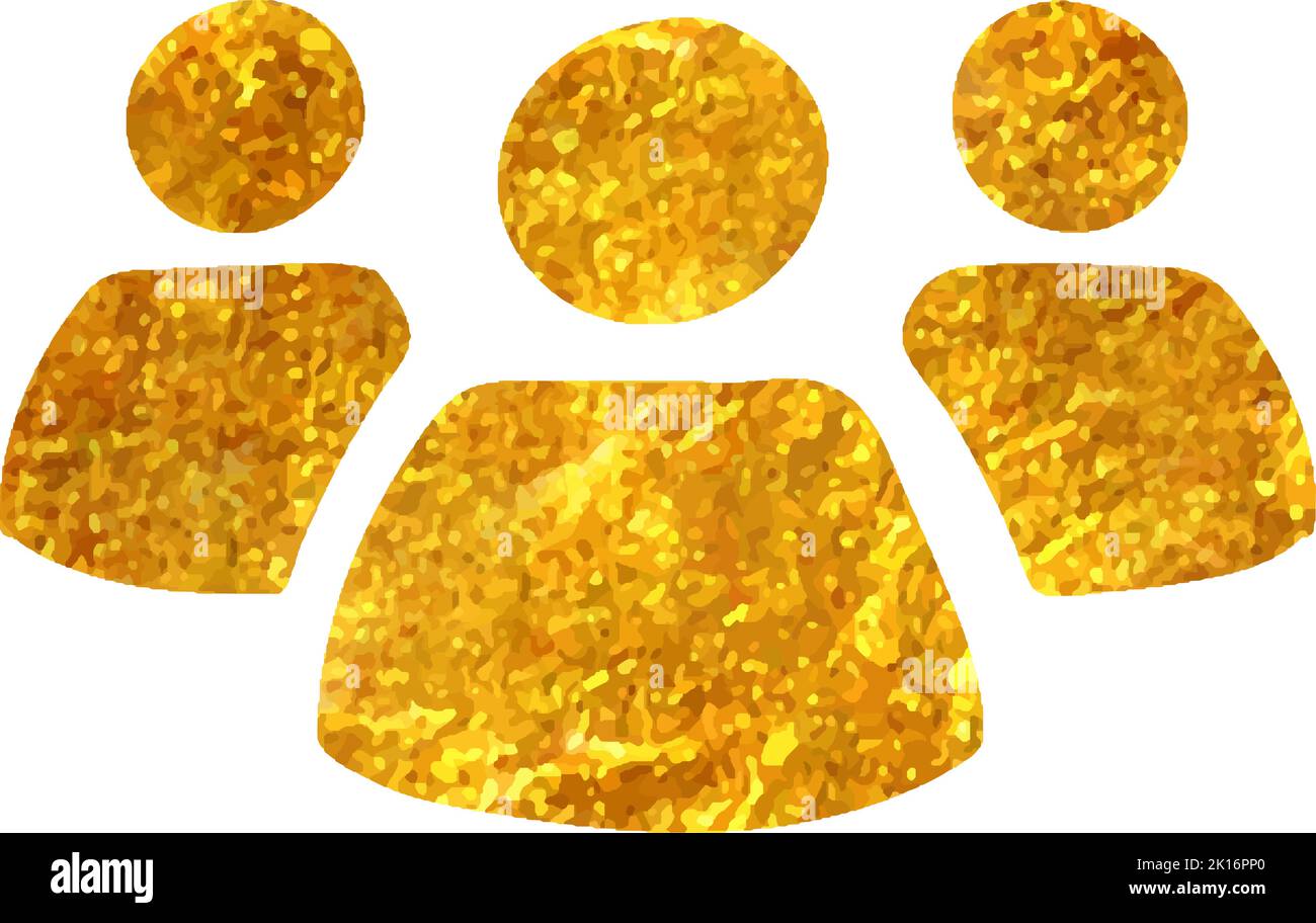 Hand drawn Teamwork icon in gold foil texture vector illustration Stock ...