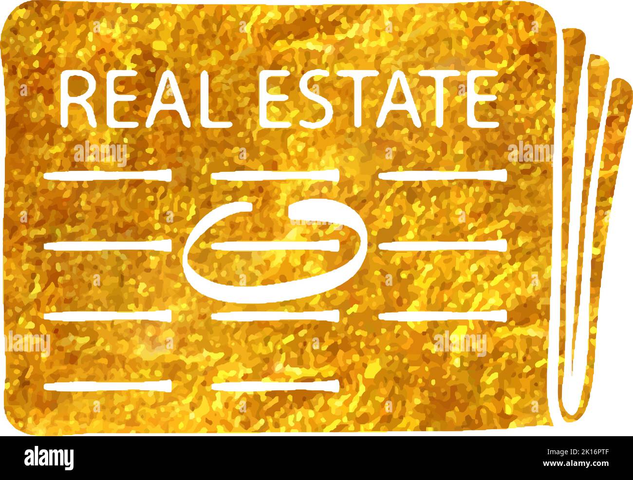 Hand drawn Newspaper ads icon in gold foil texture vector illustration ...