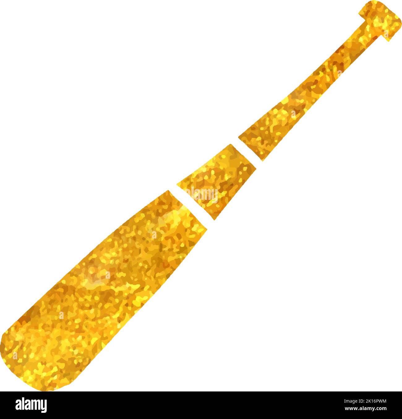 Hand drawn Baseball bat icon in gold foil texture vector illustration ...