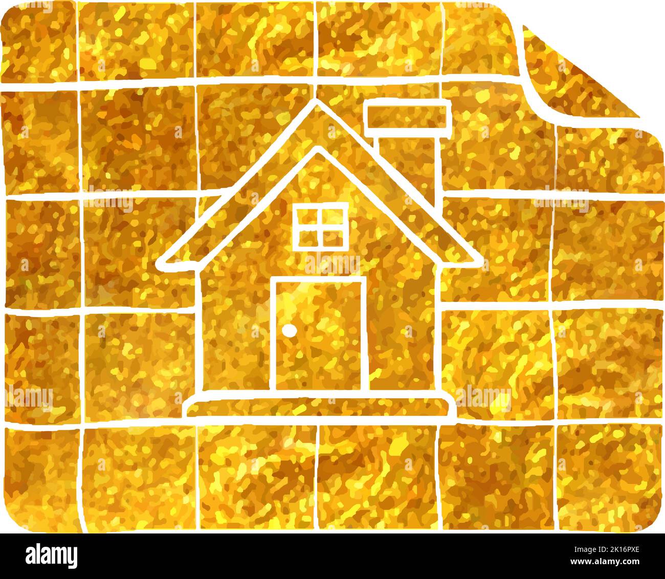 Hand drawn Blueprint icon in gold foil texture vector illustration ...