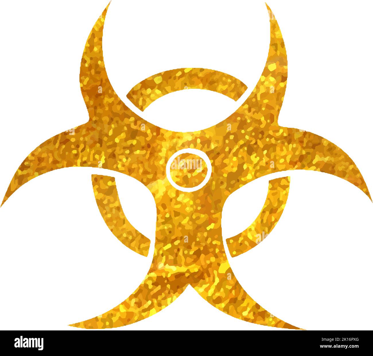 Hand drawn Biohazard symbol icon in gold foil texture vector ...