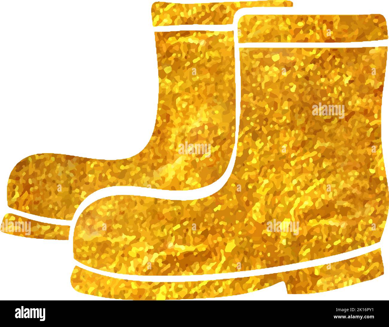 Hand drawn Wet boots icon in gold foil texture vector illustration ...