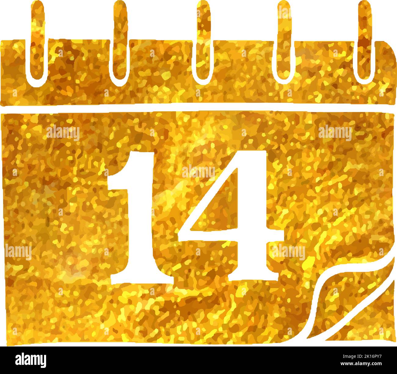 Hand drawn Calendar icon in gold foil texture vector illustration Stock ...