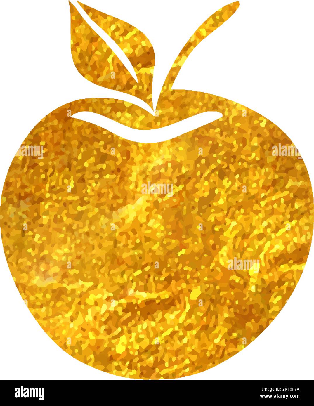 Hand drawn Apple icon in gold foil texture vector illustration Stock ...