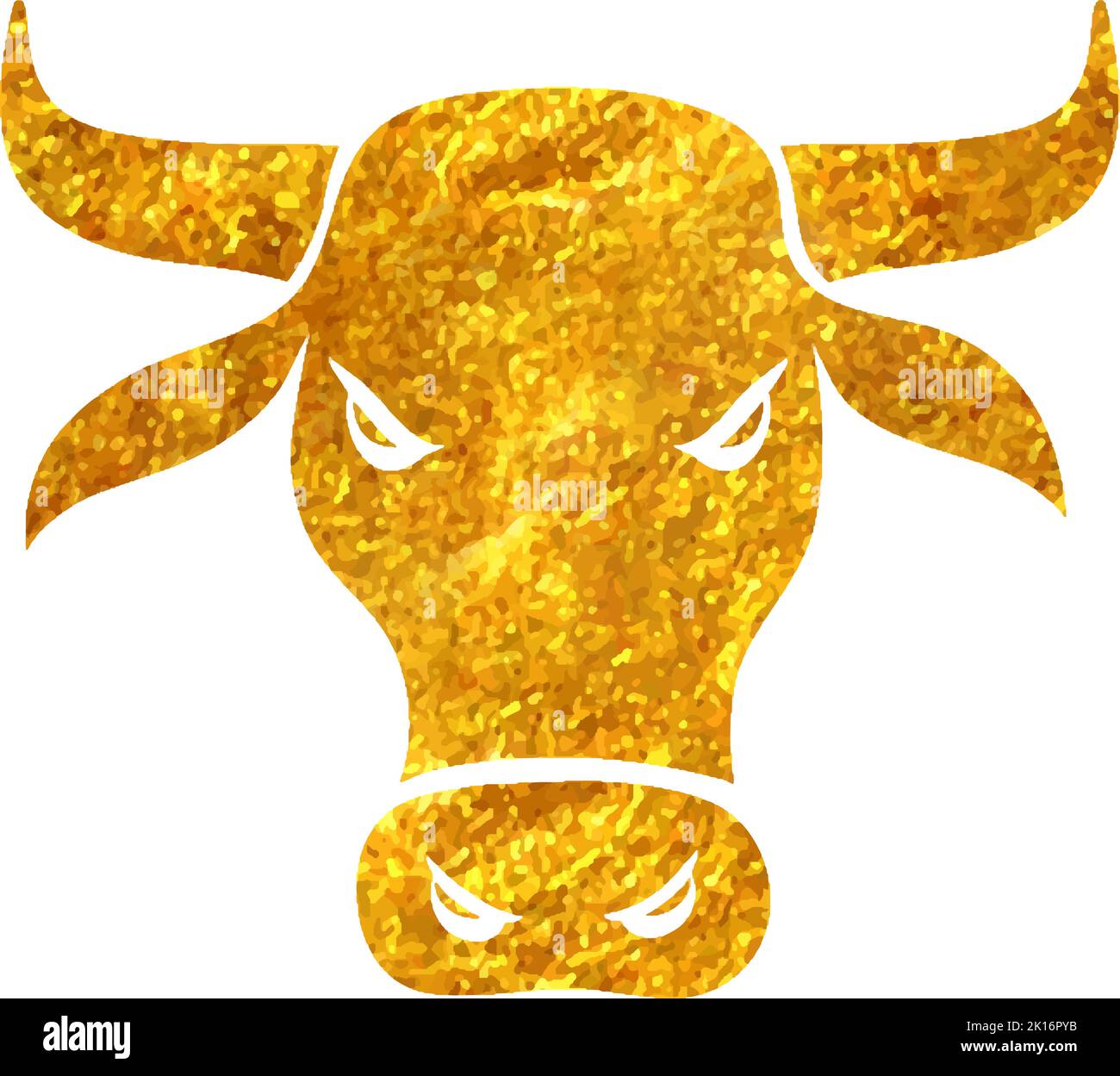 Hand drawn Bullish icon in gold foil texture vector illustration Stock ...