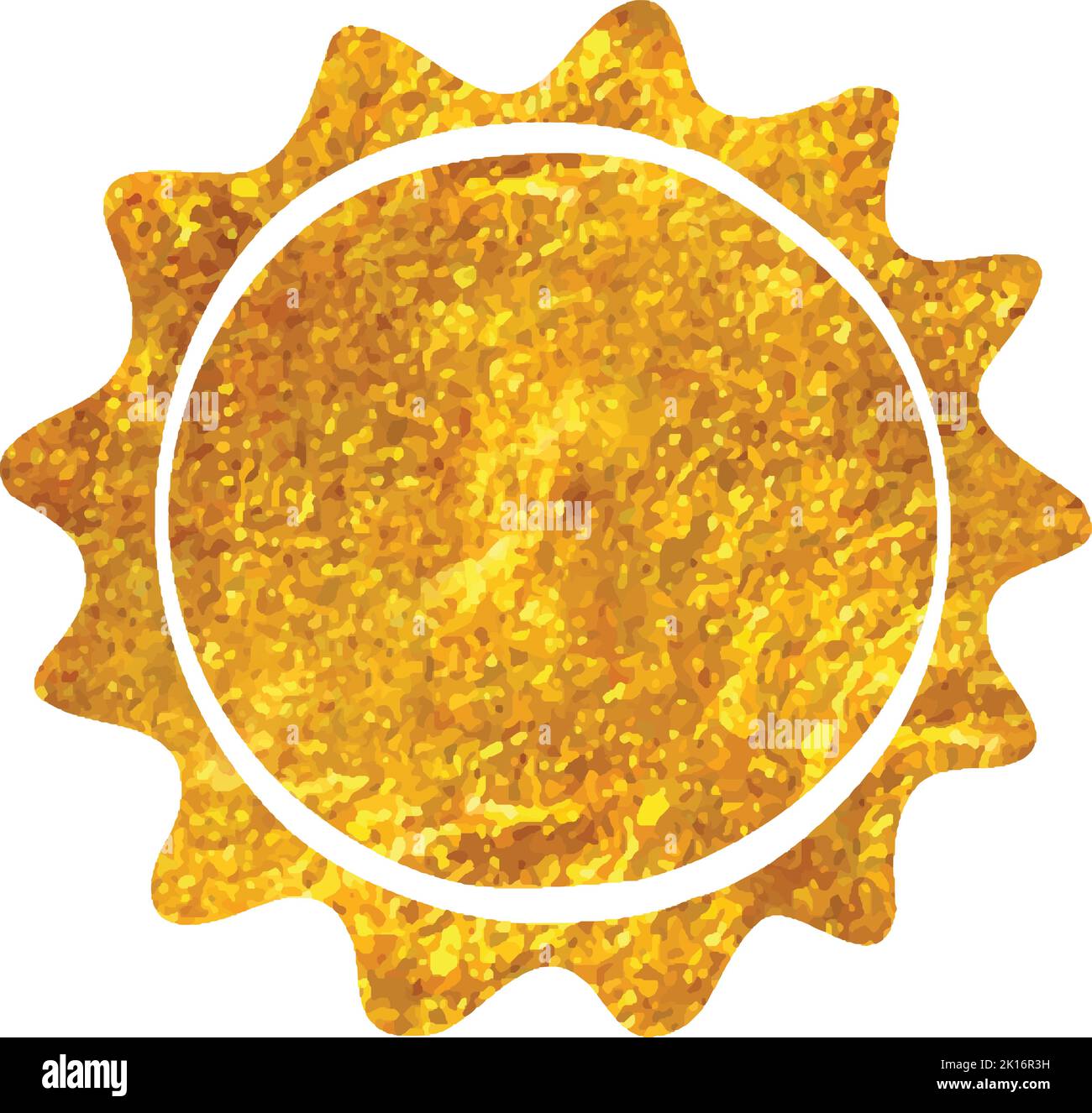 Hand drawn label icon in gold foil texture vector illustration Stock ...