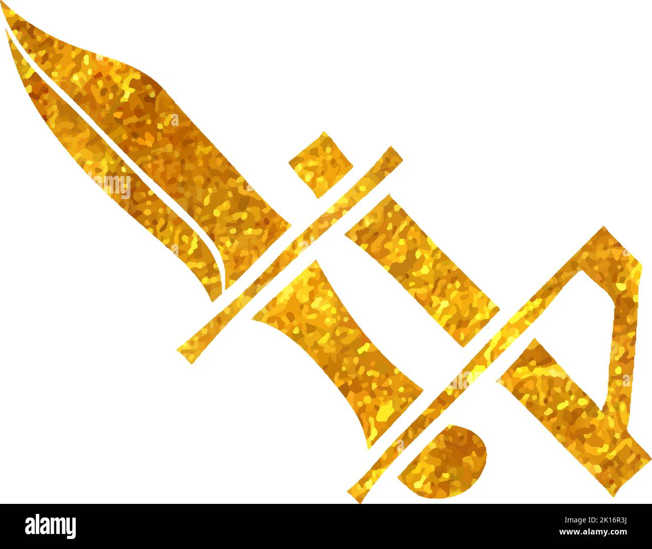 Hand drawn Bayonet knife icon in gold foil texture vector illustration Stock Vector Image & Art ...