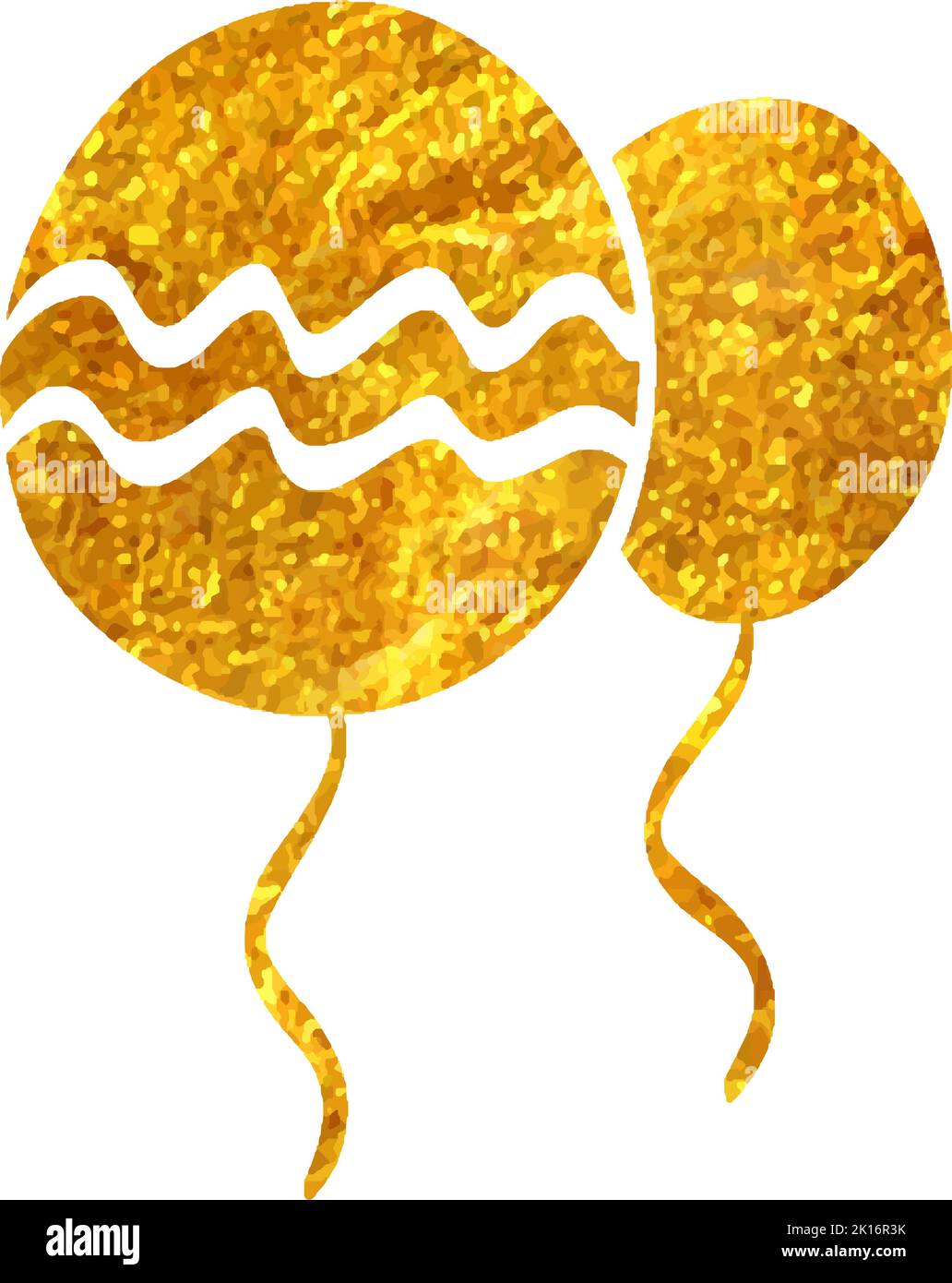 Hand drawn Balloon icon in gold foil texture vector illustration Stock ...