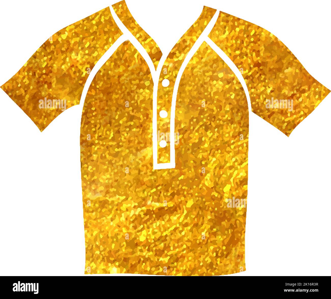 Hand drawn Baseball jersey icon in gold foil texture vector ...