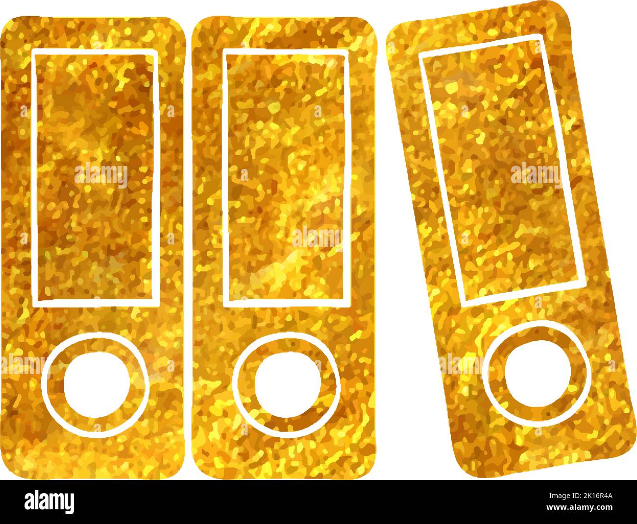 Hand drawn Office folder icon in gold foil texture vector illustration ...