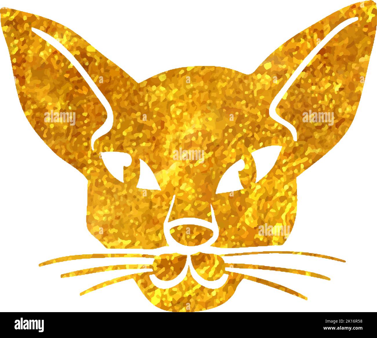 Hand drawn gold foil texture domestic cat. Animal color illustration ...