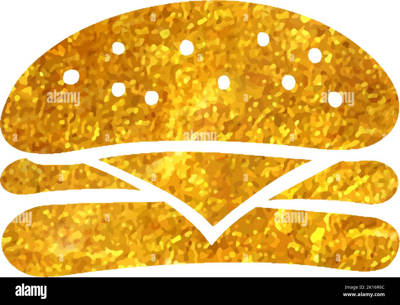 Hand drawn Burger icon in gold foil texture vector illustration Stock ...
