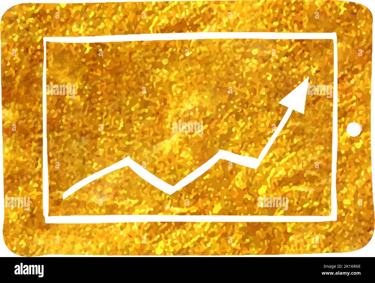 Hand drawn Arrow chart icon in gold foil texture vector illustration ...