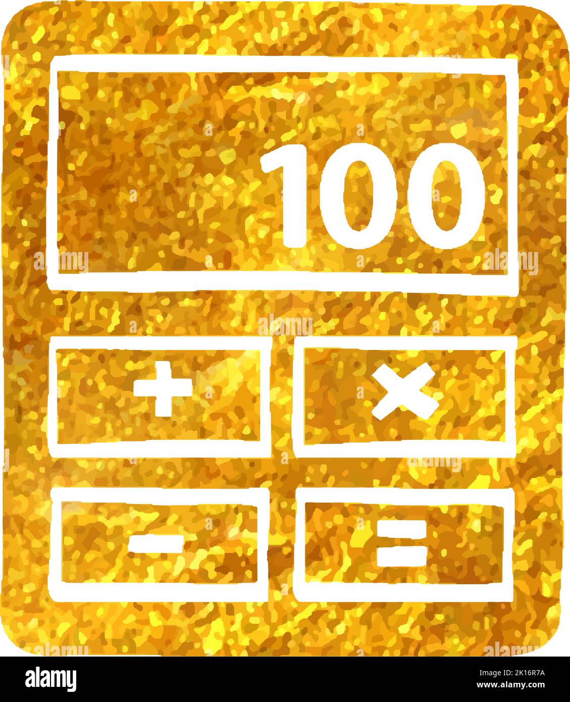 Hand drawn Calculator icon in gold foil texture vector illustration ...