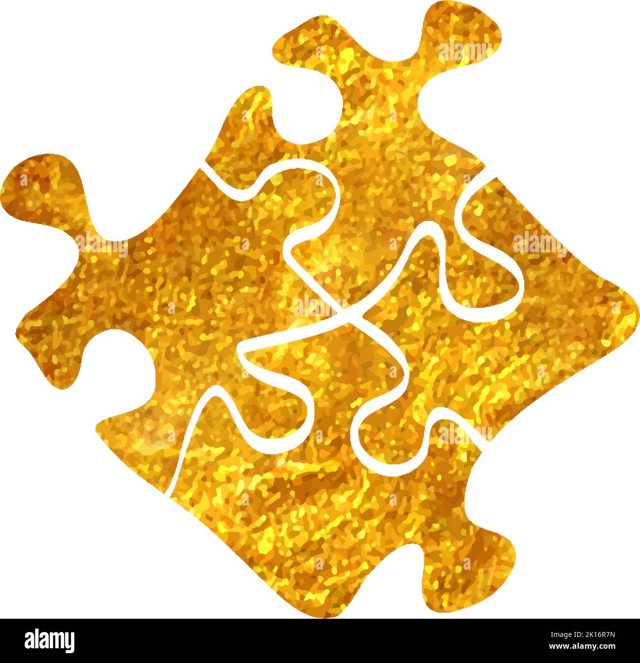 Hand drawn Puzzle icon in gold foil texture vector illustration Stock ...