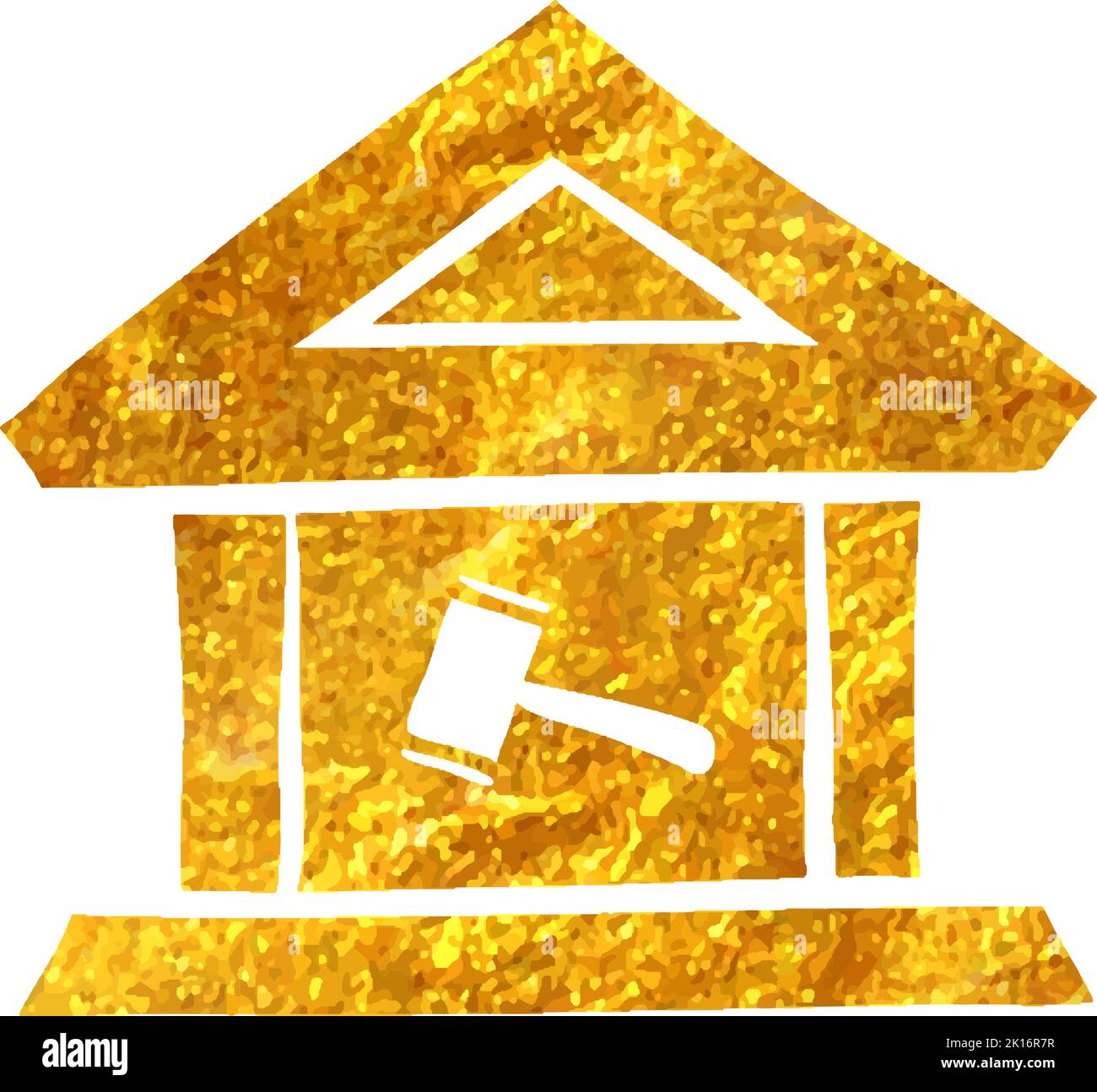 Hand drawn Auction house icon in gold foil texture vector illustration ...
