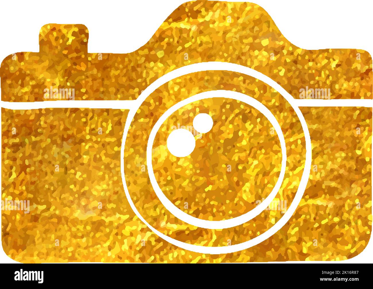 Hand drawn Camera repair icon in gold foil texture vector illustration ...