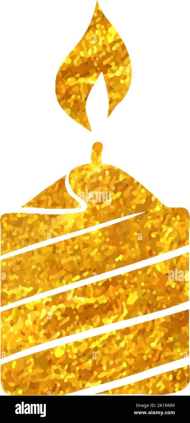 Hand drawn Candles icon in gold foil texture vector illustration Stock ...