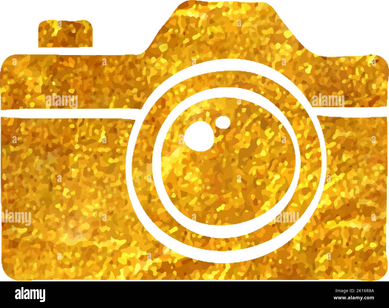 Hand drawn Camera icon in gold foil texture vector illustration Stock ...