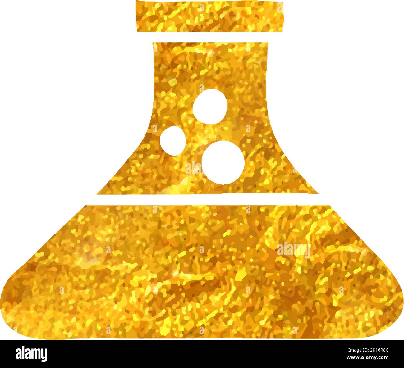 Hand drawn Beaker icon in gold foil texture vector illustration Stock ...