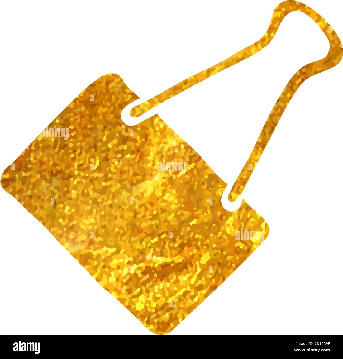 Hand Drawn Binder Clip Icon In Gold Foil Texture Vector Illustration Stock Vector Image And Art