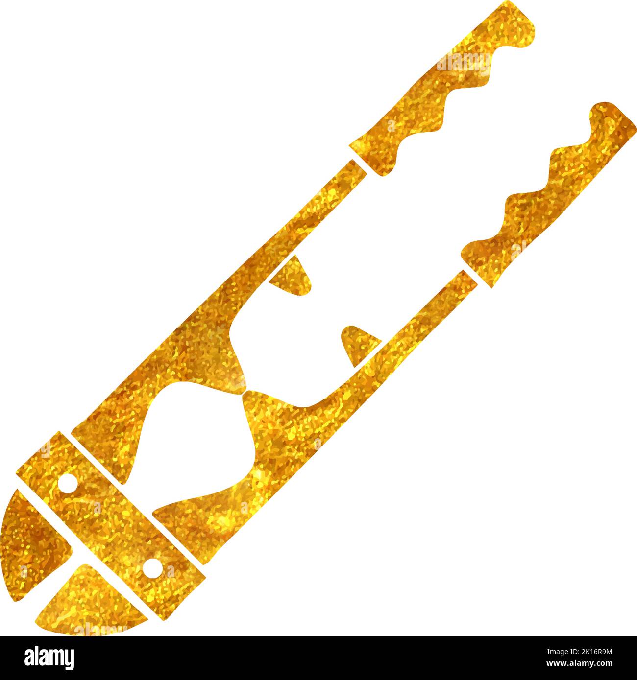 Hand drawn wire cutter icon in gold foil texture vector illustration ...