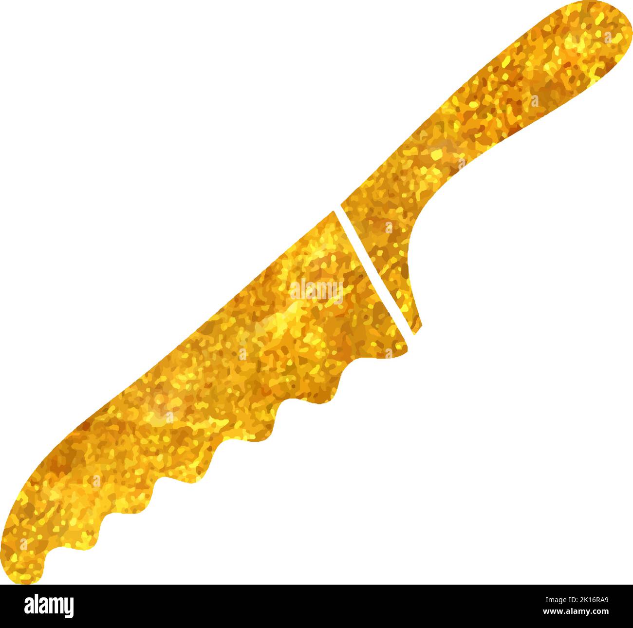 Hand drawn Bread knife icon in gold foil texture vector illustration Stock Vector Image & Art ...