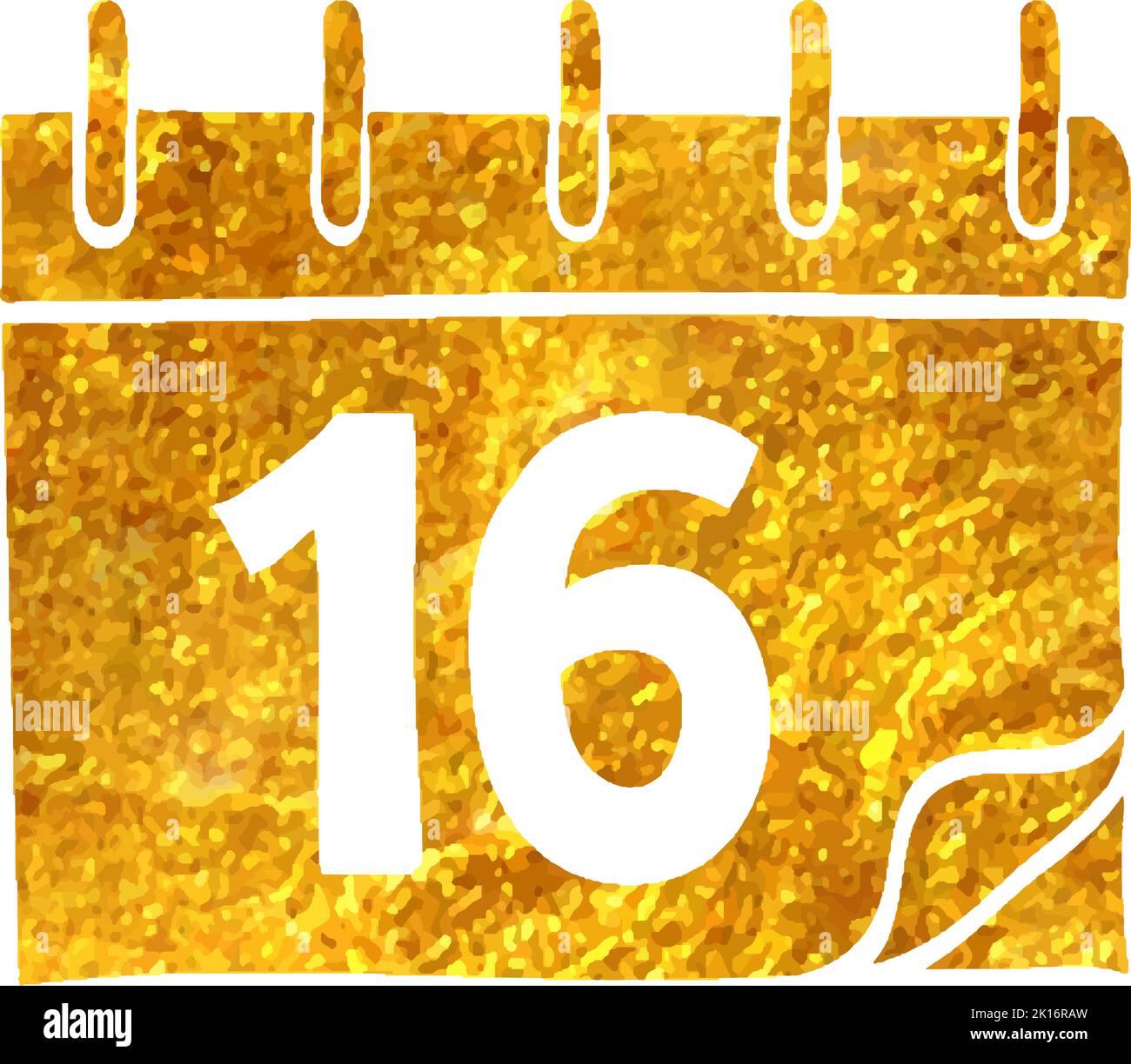 Hand drawn Calendar icon in gold foil texture vector illustration Stock ...