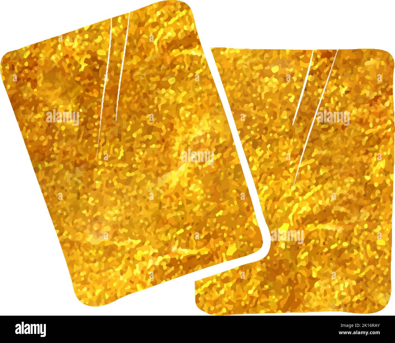 Hand drawn Soccer red and yellow cards icon in gold foil texture vector ...