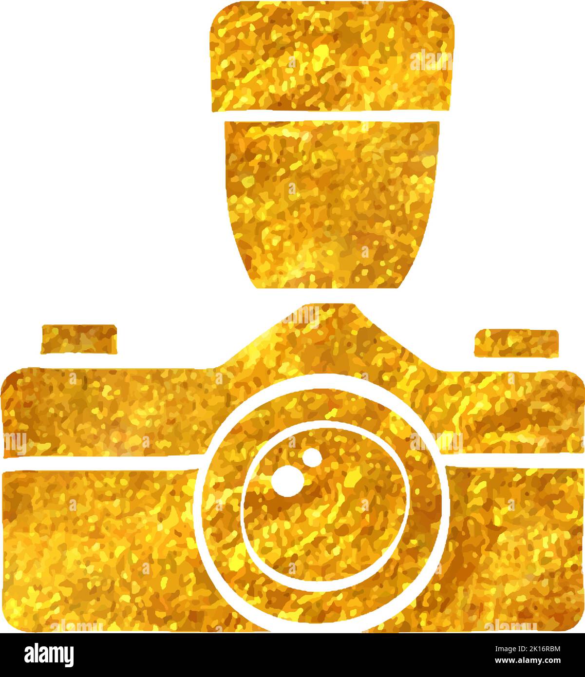 Hand drawn Camera icon in gold foil texture vector illustration Stock ...