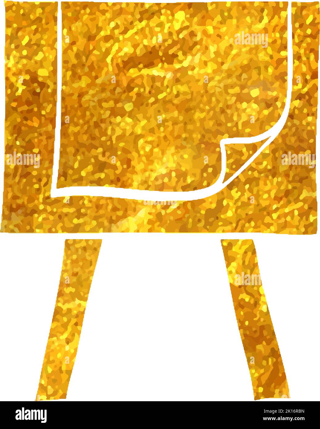 Hand drawn Painting stand icon in gold foil texture vector illustration ...