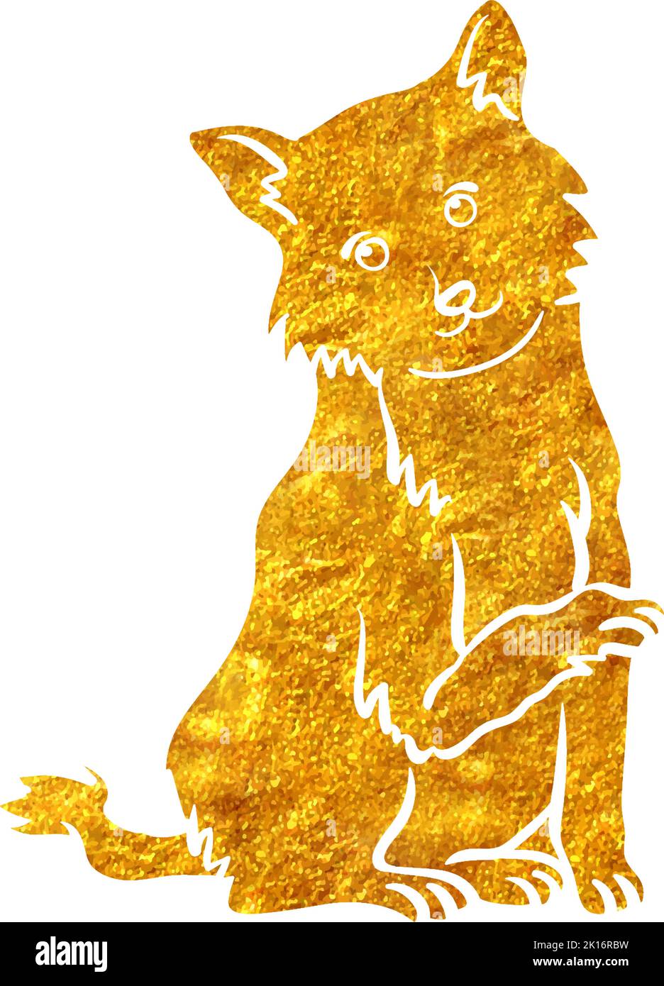 Hand drawn Cat icon in gold foil texture vector illustration Stock ...