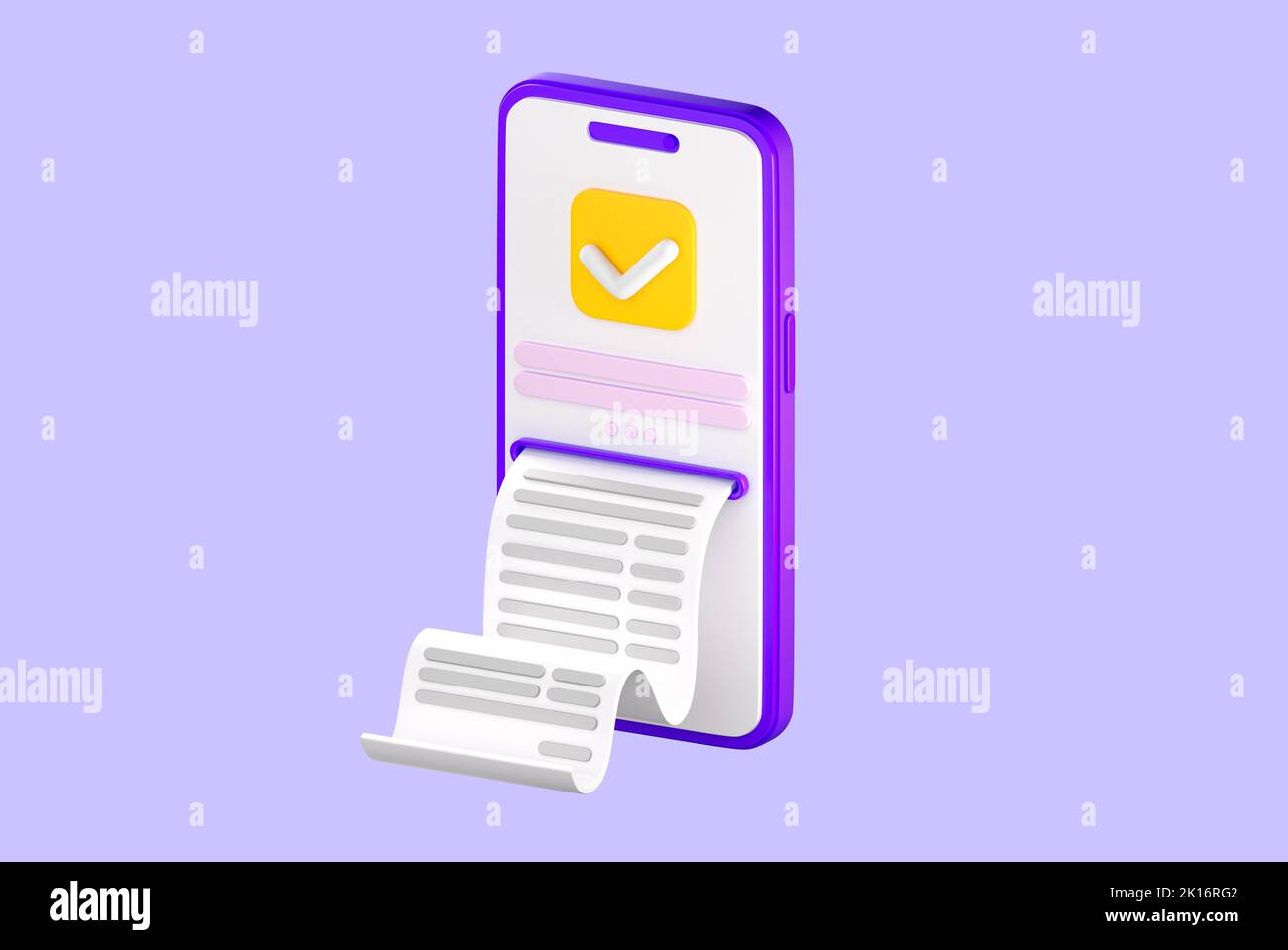 3d smartphone mockup with bill receipt on it screen. Online banking ...