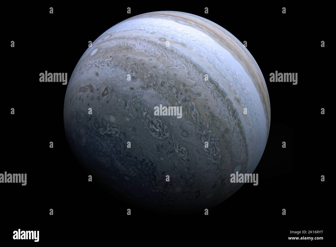 Planet Jupiter in blue light. Elements of this image were furnished by ...