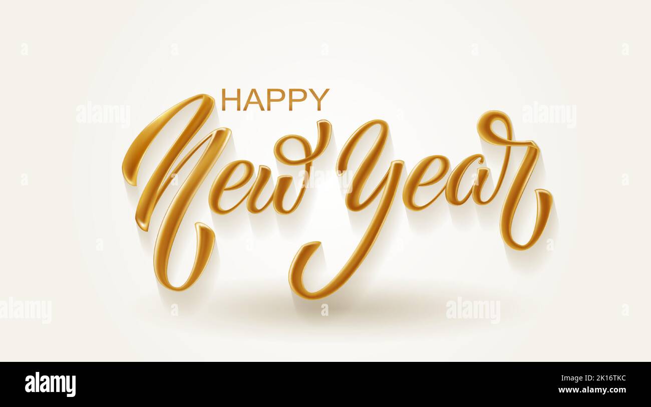 Happy New Year hand lettering calligraphy. Vector holiday illustration ...