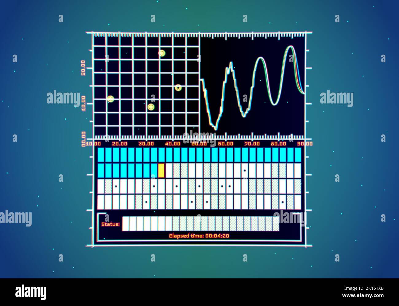 Neon interface background with service software display. Abstract ...