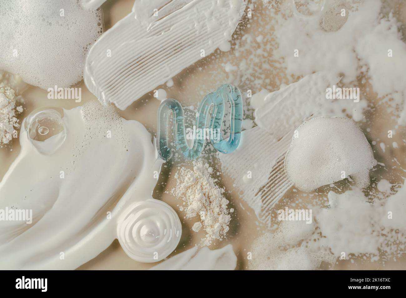 Smears of cream, serum, oil, powder. Drops transparent gel serum, cream ...