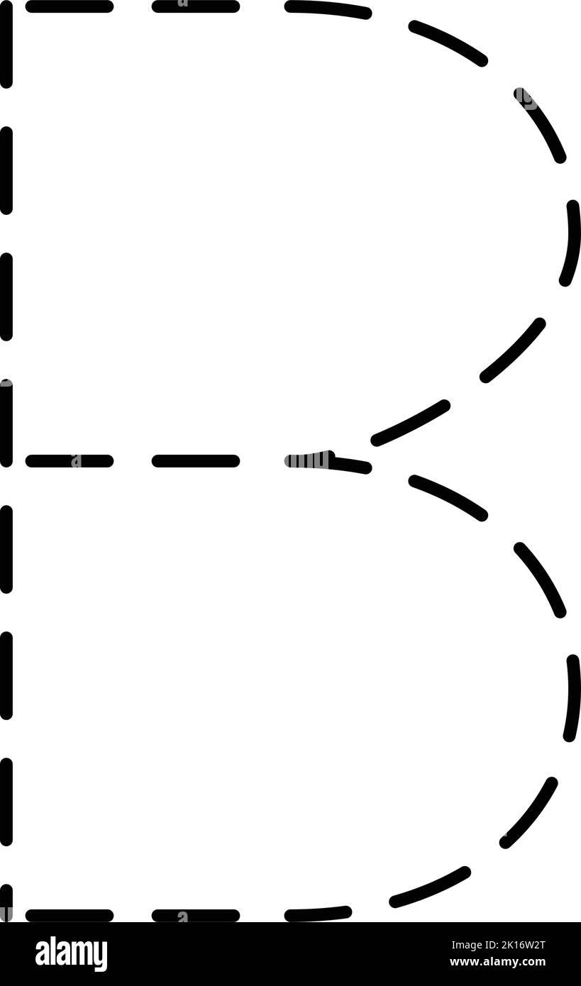 Tracing Alphabet letter B activity prewriting dotted line element for kindergarten, preschool ...