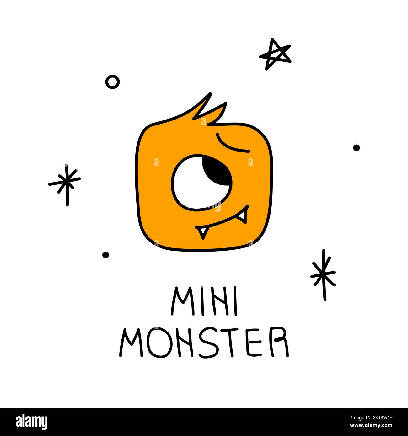 Halloween character monster with phrase MINI MONSTER for Happy Spooky ...