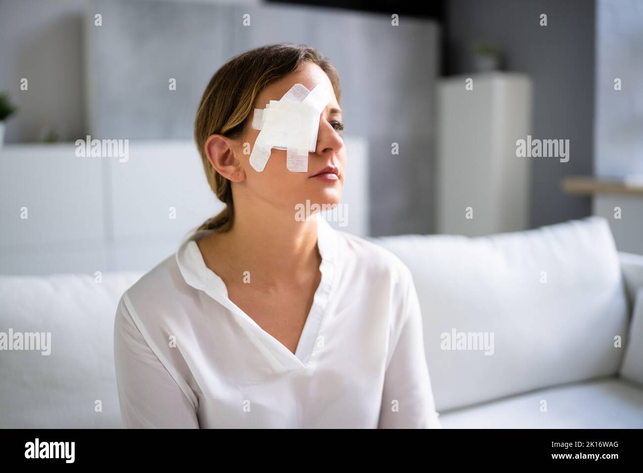 Eye First Aid Care. Medicine Plaster. Pain And Injury Stock Photo - Alamy