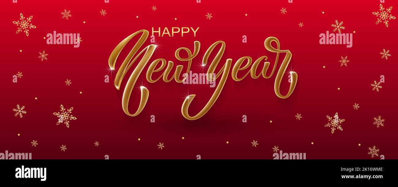 Happy New Year hand lettering calligraphy. Vector holiday illustration ...