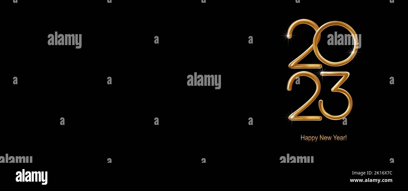 2023 Happy New Year hand lettering calligraphy. Vector holiday ...
