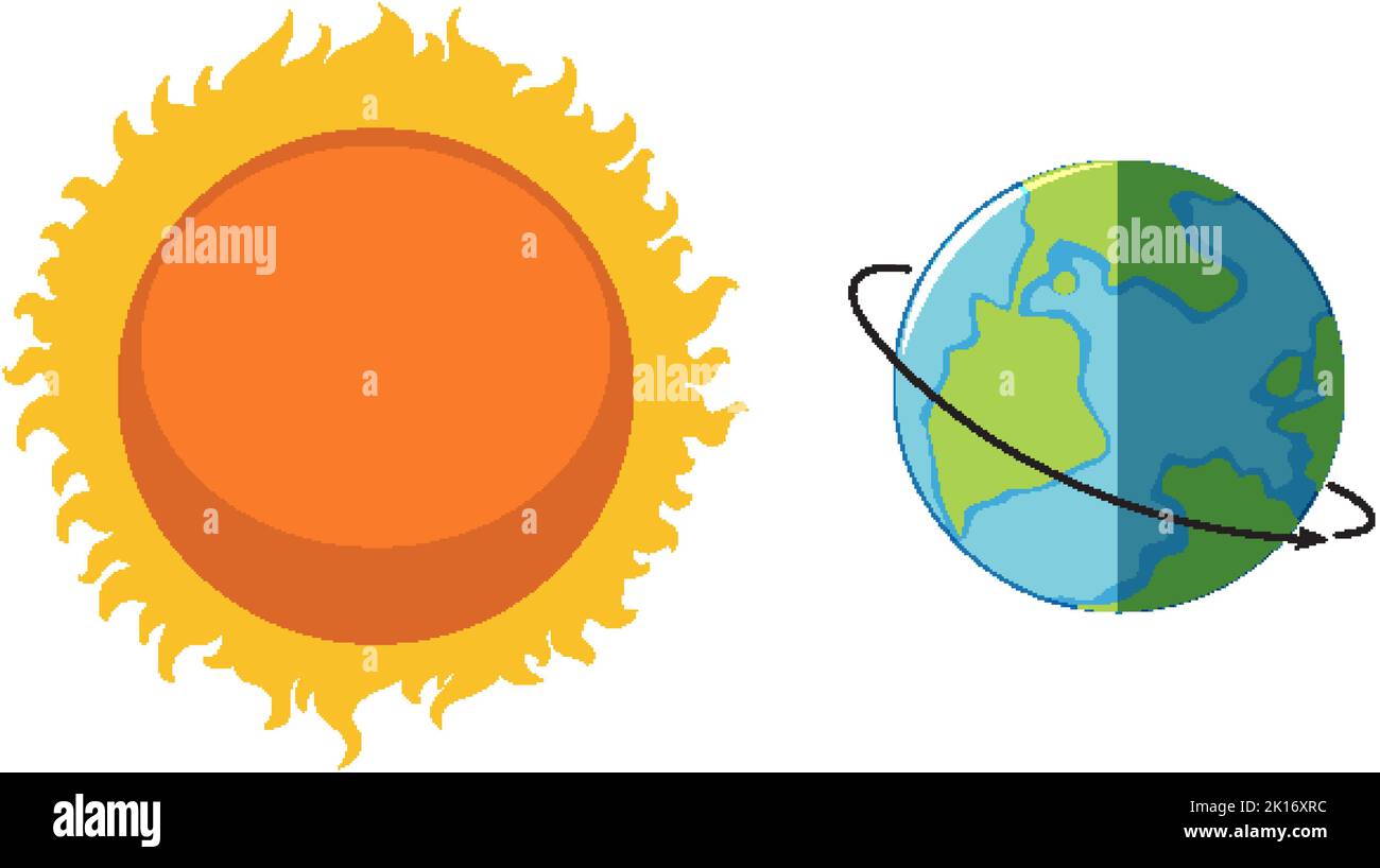 The sun and earth planet isolated illustration Stock Vector Image & Art - Alamy